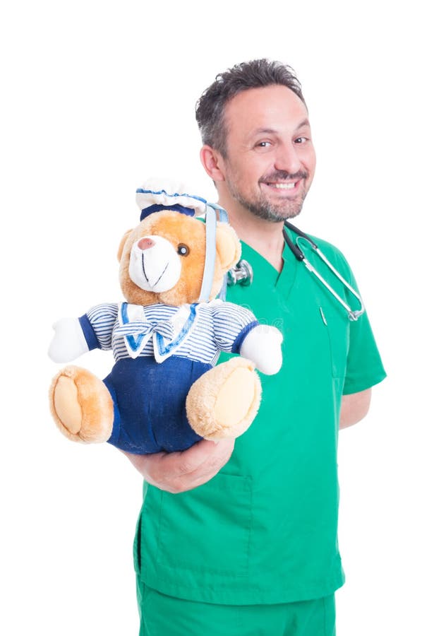 Friendly Pediatrician Doctor with Teddy Bear Stock Photo - Image of ...