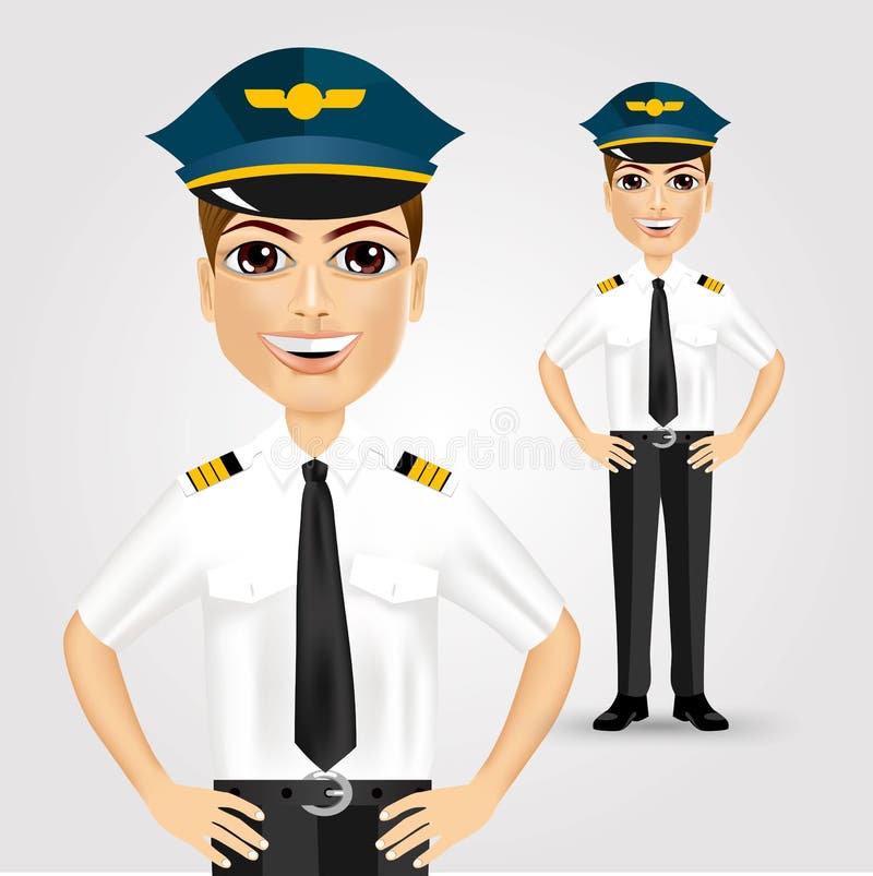 Friendly Pilot with Hand on Hips Stock Vector - Illustration of ...