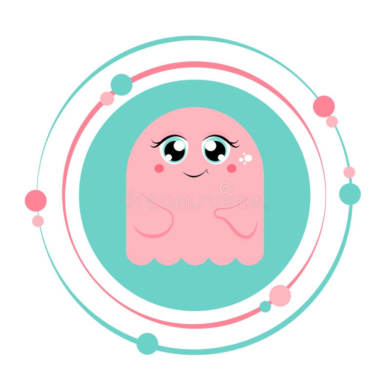 Friendly Pink Ghost Character Vector Illustration Graphic Icon Symbol ...