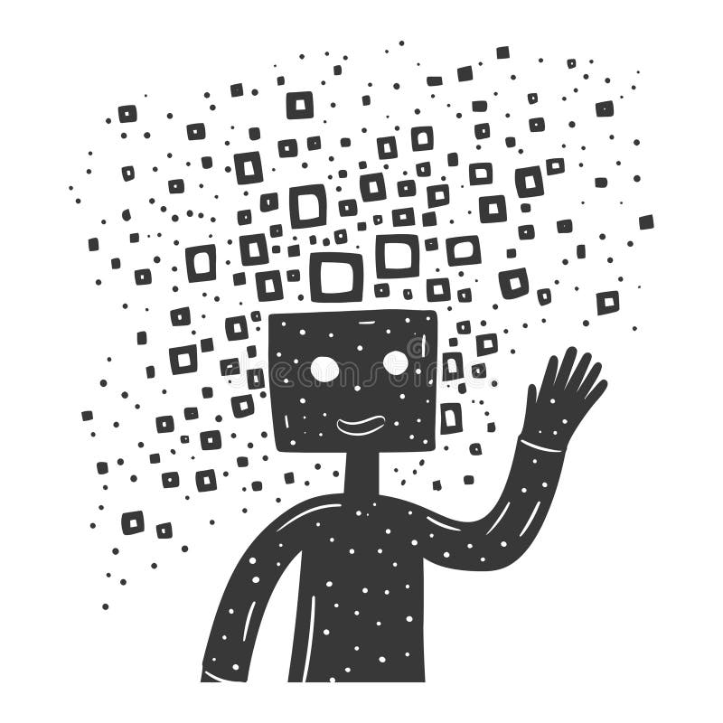 Friendly Pixelated Figure Waving Hello, Digital Transformation Concept ...