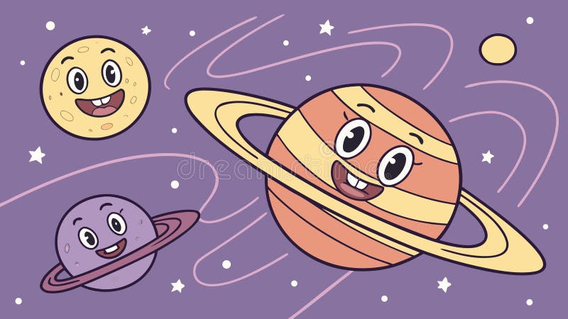 Friendly Planets Characters, Whimsical Space Exploration, Vector Design Generative AI Stock ...