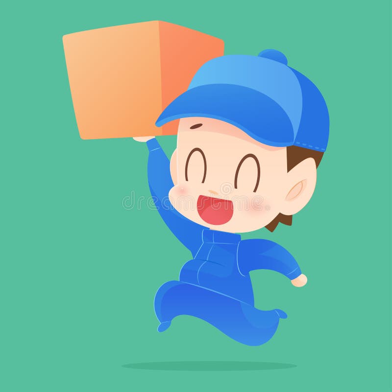 Friendly postman with cap stock illustration. Illustration of deliver ...