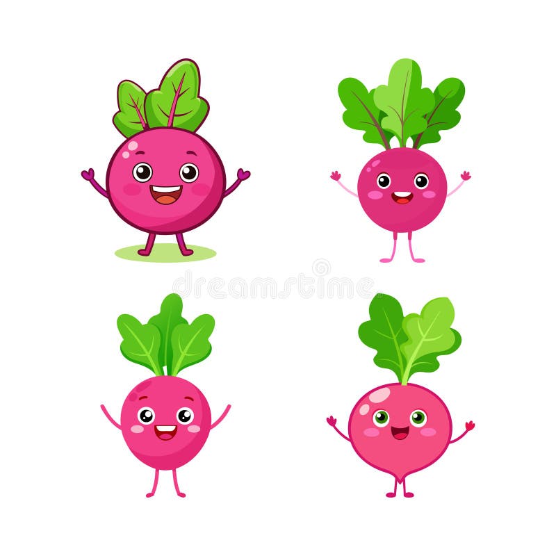 Friendly Radish: Vegetable Character Stock Vector - Illustration of ...