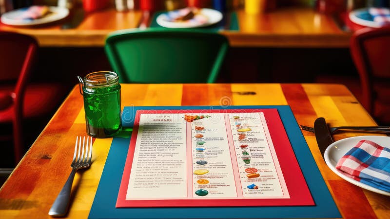 Friendly Restaurant Menu on Table Stock Illustration - Illustration of ...