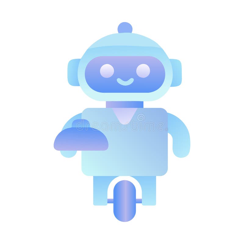 Friendly Restaurant Robot Serving Food Drink Delivery Service Gradient Glassmorphic Icon Vector ...