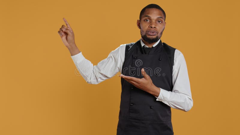 Friendly Restaurant Staff Indicating Direction To Left or Right Sides ...