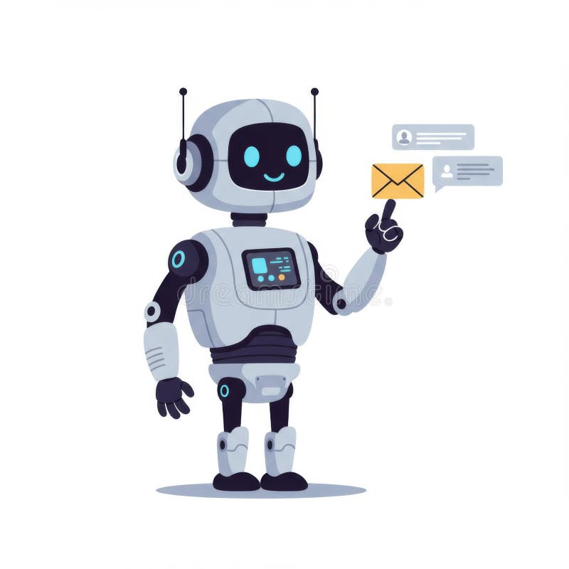 Friendly Robot with Email and Messages Pixel Art Illustration Stock ...