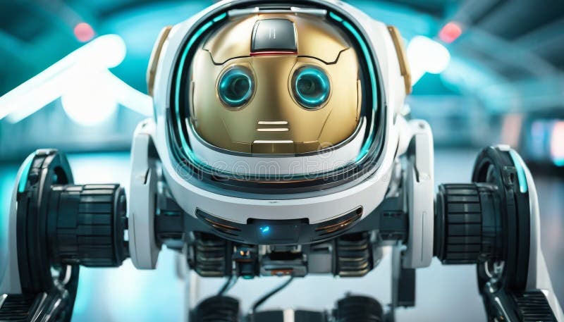 Friendly Robot with Expressive Eyes Close-Up Stock Image - Image of ...