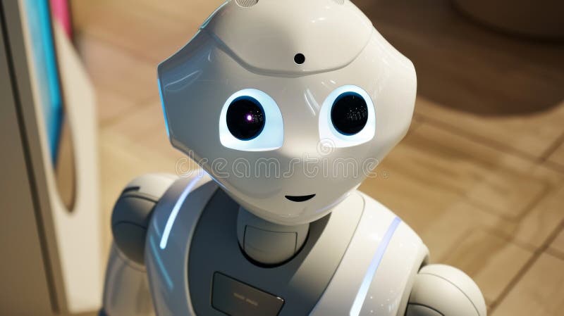Friendly Robot with Expressive Eyes Stock Photo - Image of silhouette ...