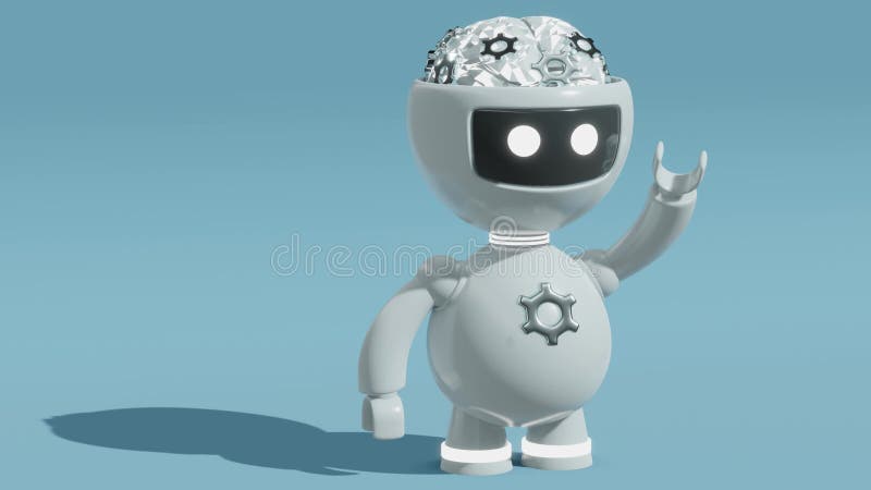 Friendly Robot with Gears in Its Brain. Abstract Loop Animation Stock ...
