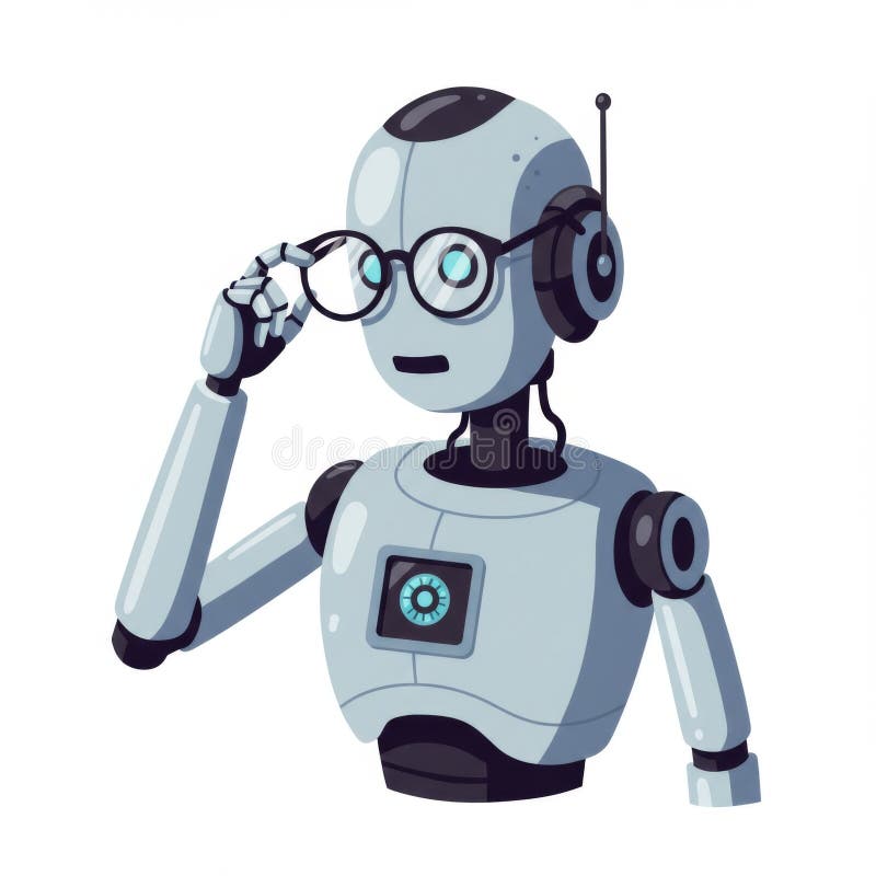 Friendly Robot with Glasses Pixel Art Illustration Stock Illustration ...