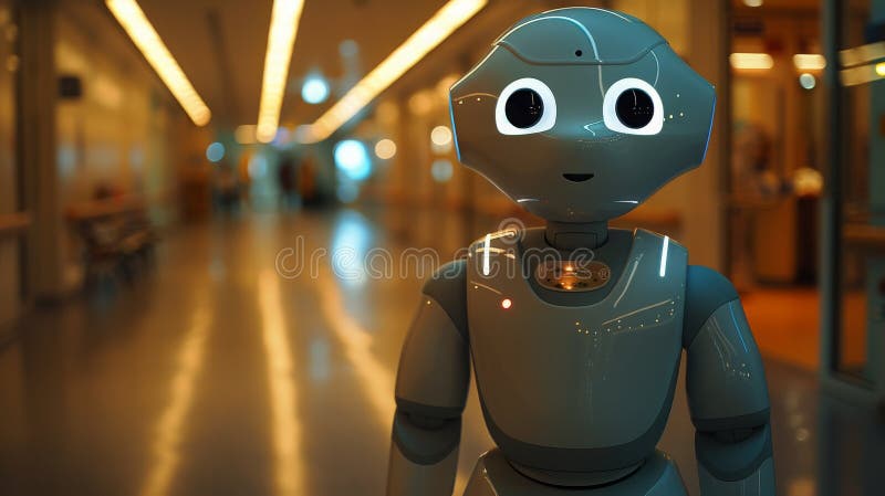 White Humanoid Robot Large Eyes Friendly Smile Stock Photos - Free ...