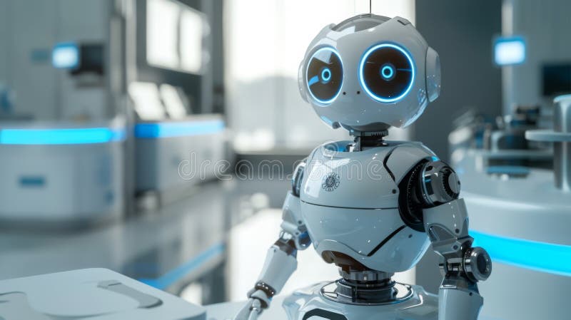 Friendly Robot in a High-Tech Laboratory Stock Image - Image of robots ...