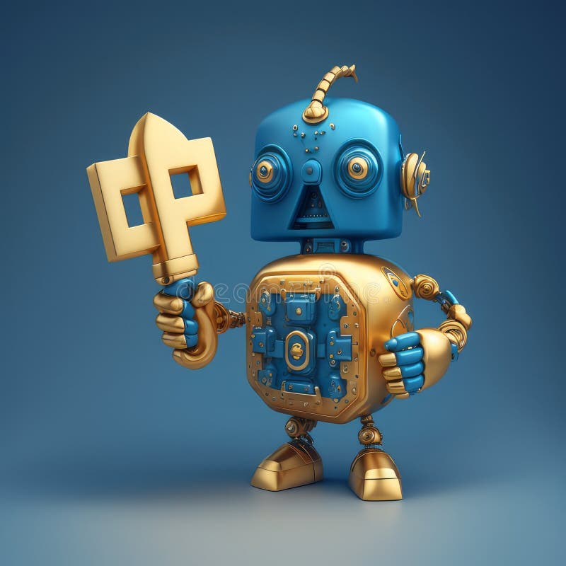 Friendly Robot with Key , Generated by AI Stock Illustration ...