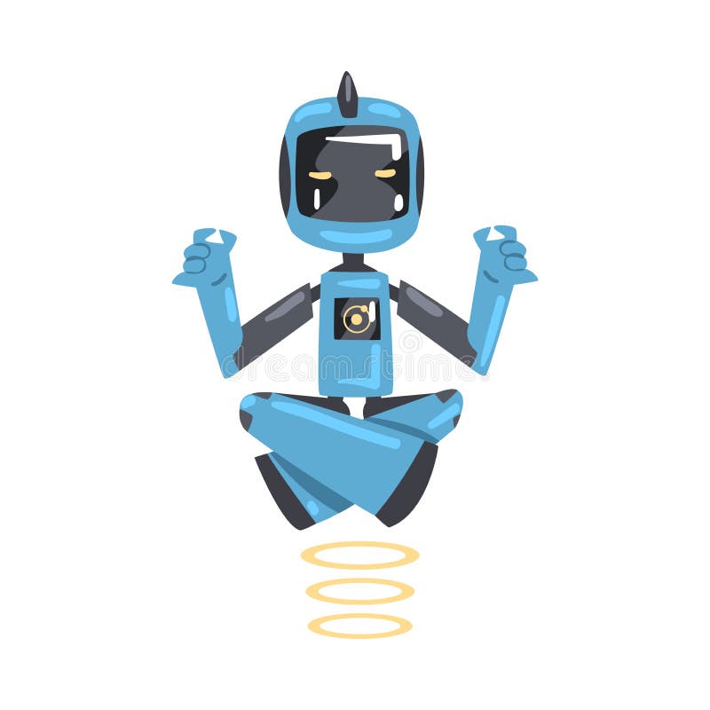 Babysitter Robot with Children Vector Illustration. Robot Nanny with ...