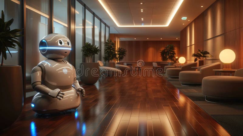 Friendly Robot in a Modern Office Setting, Showcasing the Intersection ...