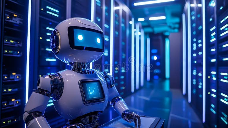 A Friendly Robot Monitors Data and Systems in a High-tech Server Room ...