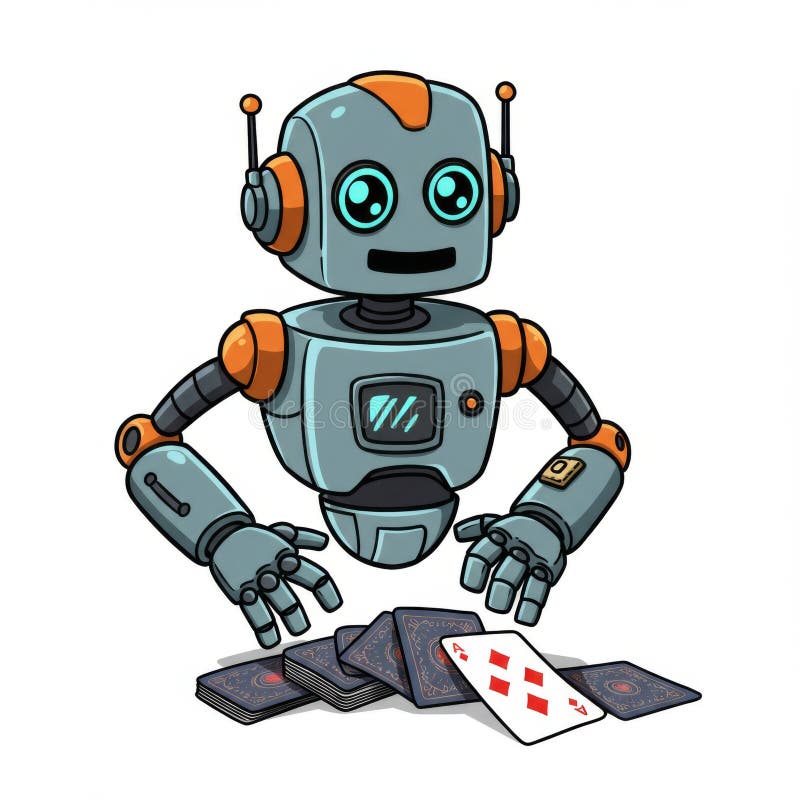 Friendly Robot Playing Cards Pixel Art Illustration Stock Illustration ...