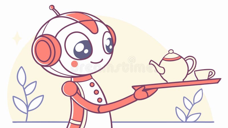 Friendly Robot Serving Tea Elegant and Helpful, Vector Design ...
