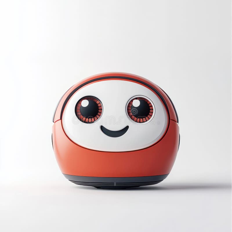 Friendly Robot Vacuum with a Smiling Face Design Isolated on White ...
