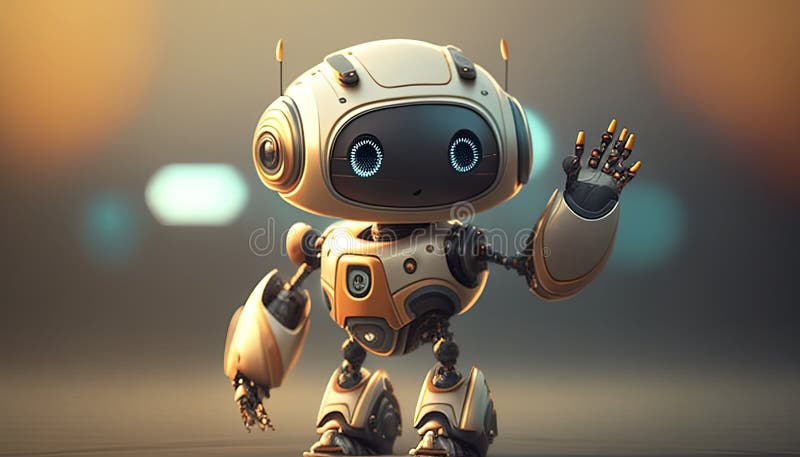Friendly Robot Waving with a Smile Illustration Stock Illustration ...