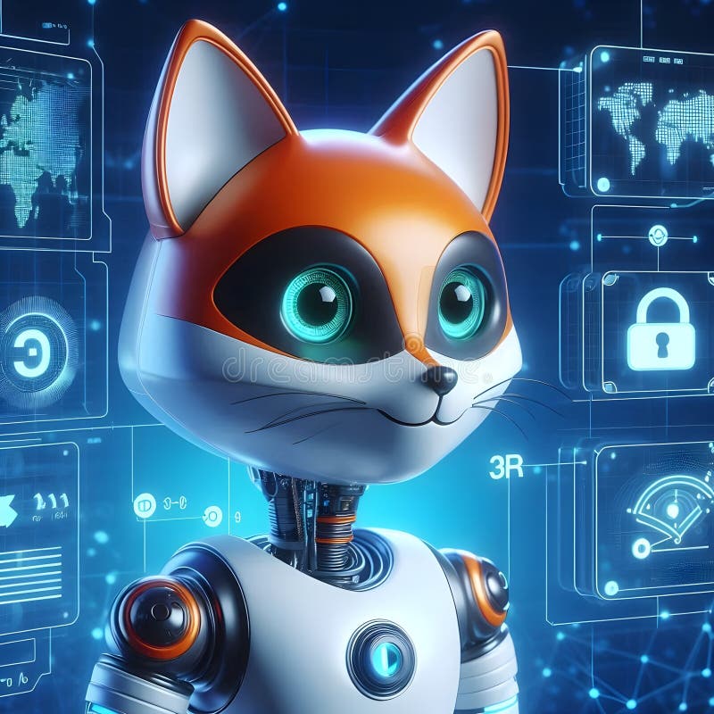 Robo-Fox: a Digital Companion Stock Illustration - Illustration of ...