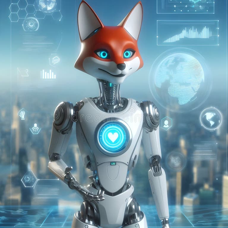 Robo-Fox: a Digital Companion Stock Illustration - Illustration of ...
