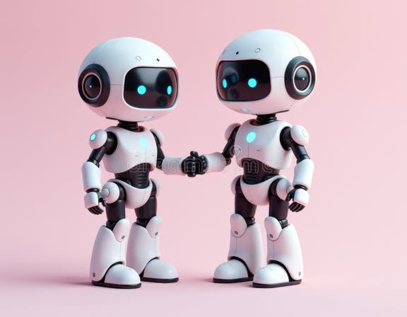 Friendly Robots High Five AI Teamwork and Collaboration Stock ...