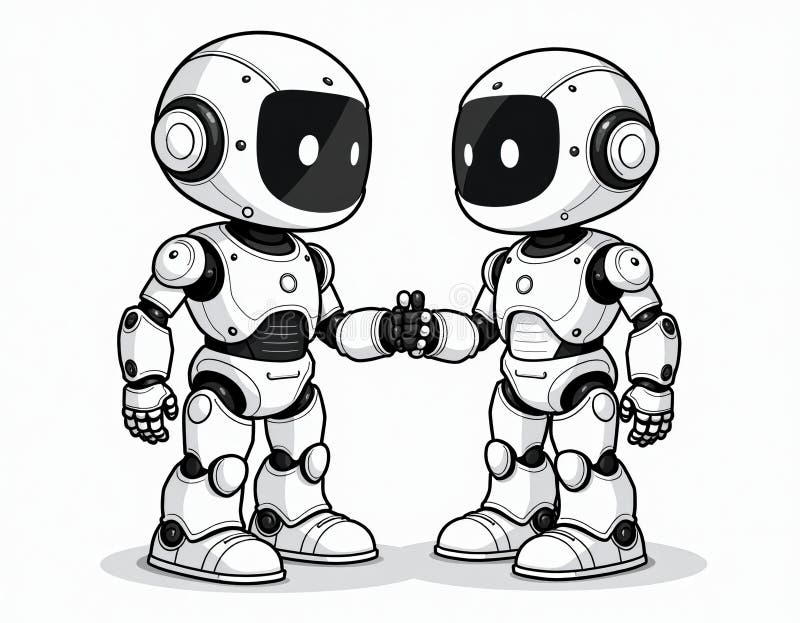 Friendly Robots Shaking Hands AI Collaboration, Teamwork, Partnership ...