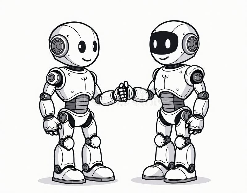 Friendly Robots Shaking Hands AI Collaboration, Teamwork, Partnership ...