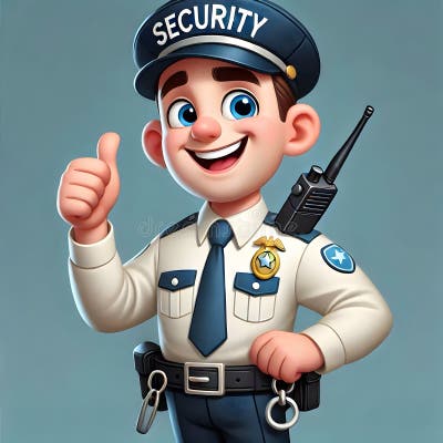 A Friendly Security Guard Standing Confidently with a Warm and ...