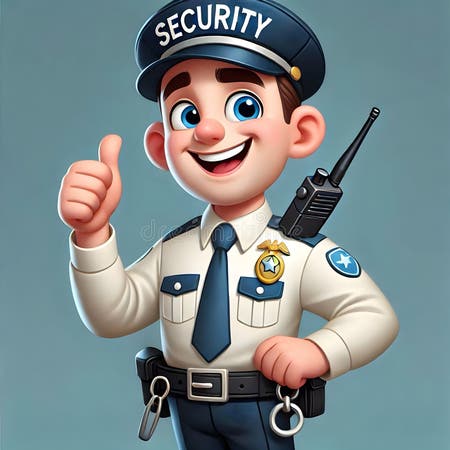 A Friendly Security Guard Standing Confidently with a Warm and ...