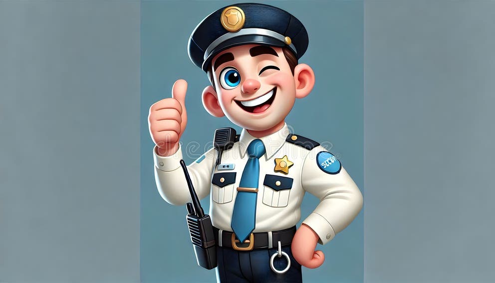 A Friendly Security Guard Standing Confidently with a Warm and ...