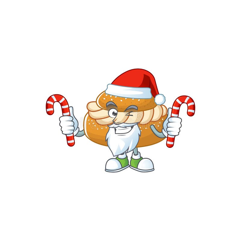 Friendly Semla in Santa Cartoon Character with Candies Stock Vector ...