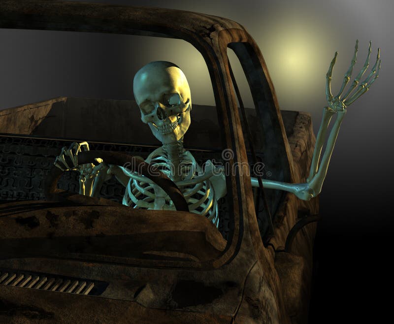 Friendly Skeleton Driver stock illustration. Illustration of trip ...