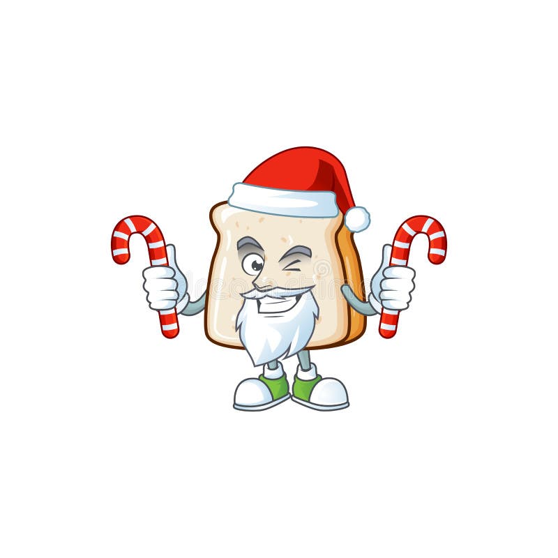 Friendly Slice of Bread in Santa Cartoon Character with Candies Stock ...