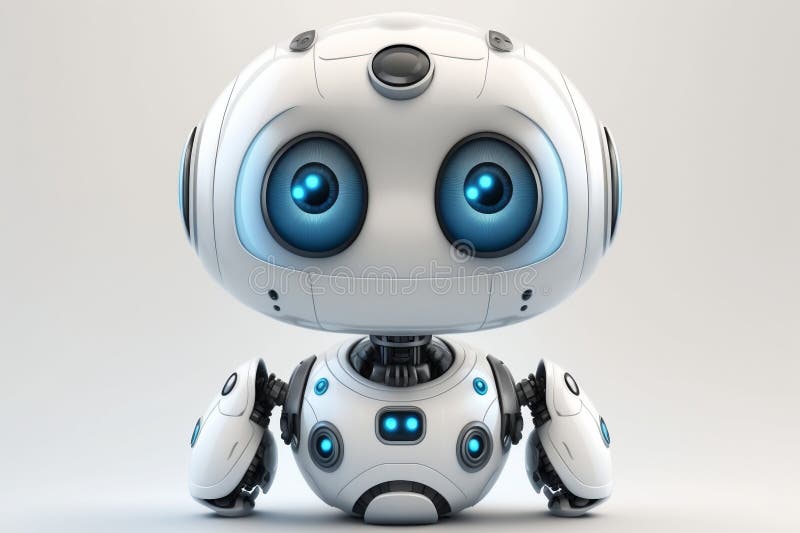 Cute Chatbot Robot on a Laptop. Artificial Intelligence Concept ...
