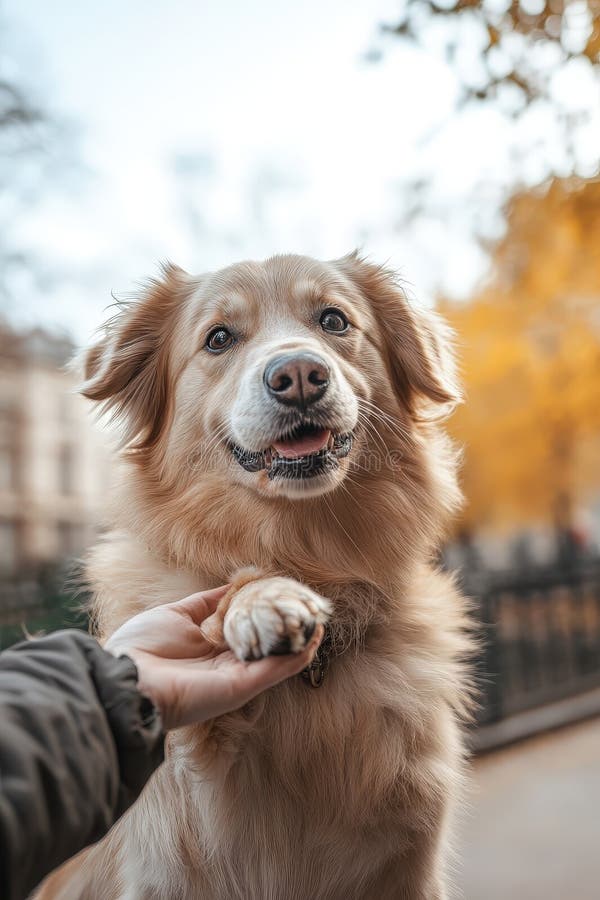 Friendly Smart Dog Giving His Paw Close Up Stock Photo - Image of love ...