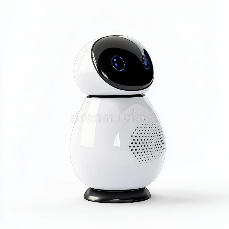 Friendly Smart Robot Assistant with Round Shape and Blue Eyes for Home ...