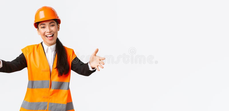 Friendly Smiling Asian Female Construction Manager, Engineer in Safety ...