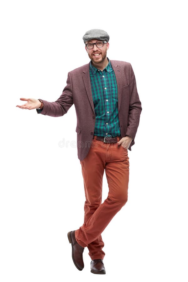 Friendly Smiling Man in a Cap .isolated on White Stock Image - Image of ...