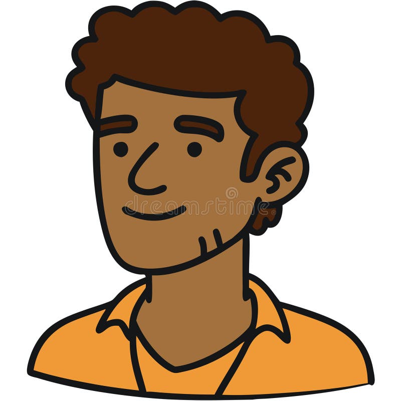 Friendly Smiling Man in Orange Shirt Vector Illustration for Profile ...