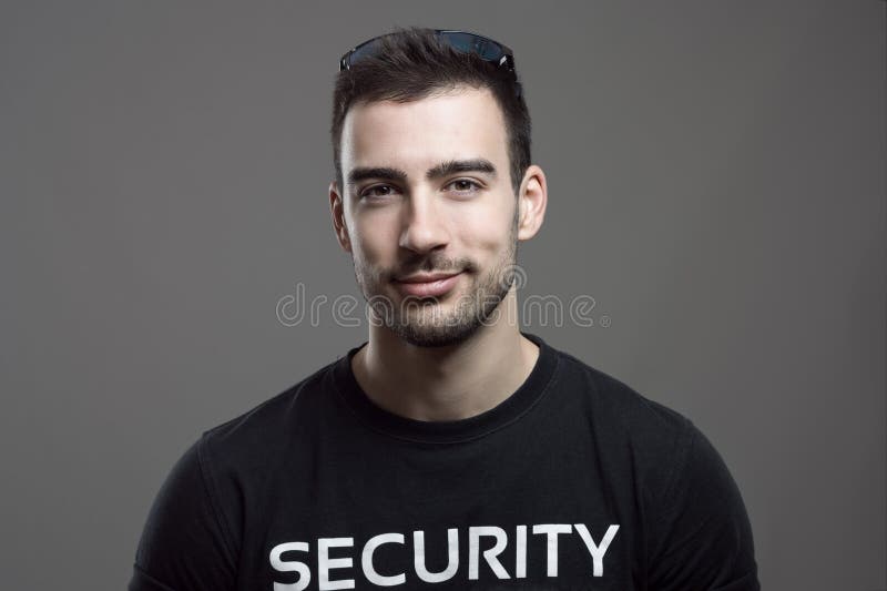 Friendly Smiling Security Guard Looking at Camera Stock Image - Image ...