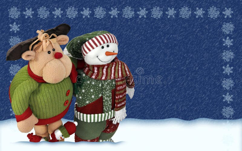 Friendly Snowman with SantaÂ´s Reindeer Stock Illustration ...