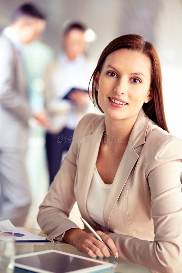 Friendly employee stock photo. Image of lovely, hotline - 15852958