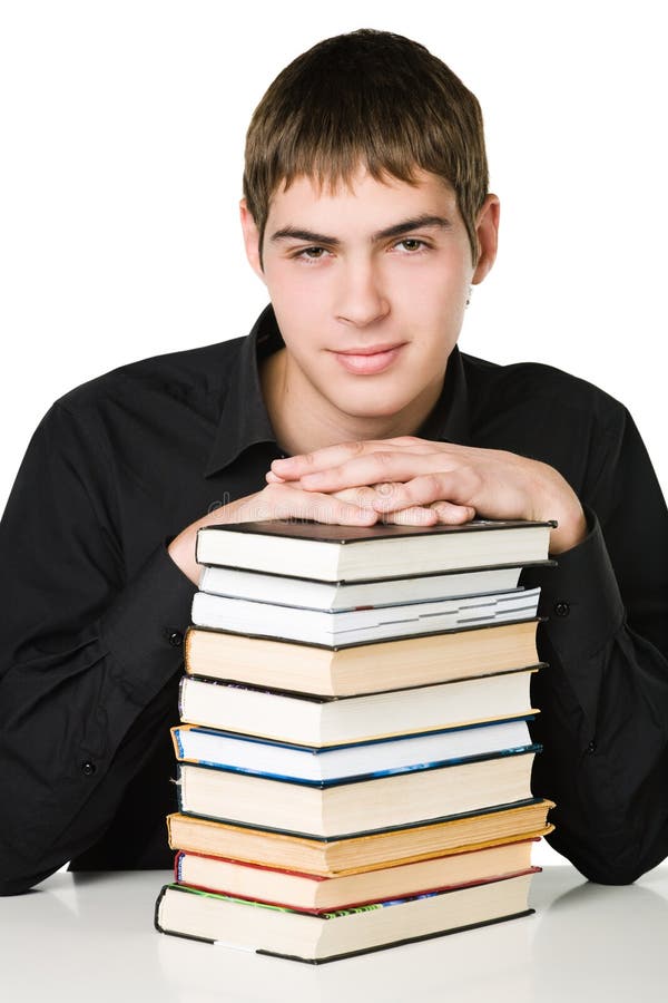 Happy Student with Books Shows Thumb Up Stock Photo - Image of ...