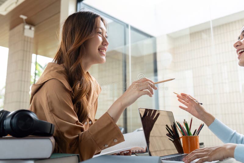 Friendly Study Conversations. Two Students Enjoying a Meaningful ...