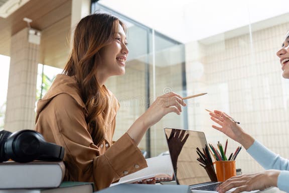 Friendly Study Conversations. Two Students Enjoying a Meaningful ...