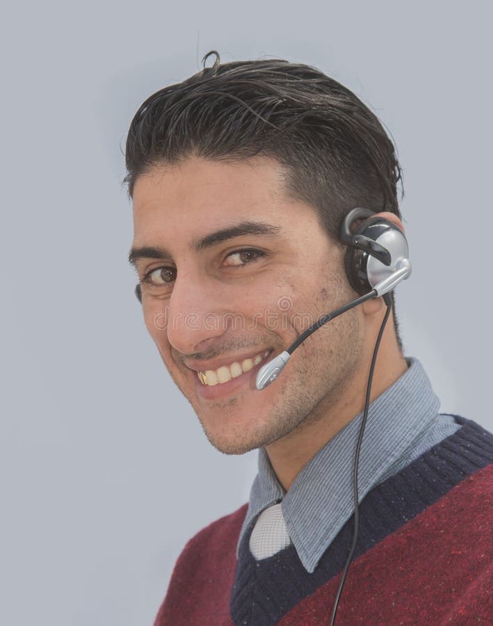 Friendly support person stock image. Image of headphone - 51017017