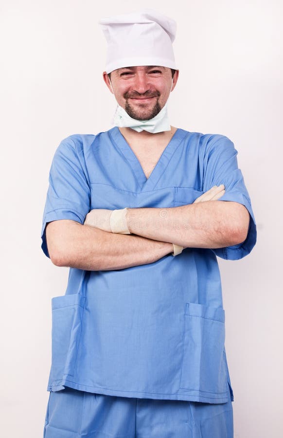 Surgeon in Scrubs with Scissor Stock Photo - Image of care, clinic ...